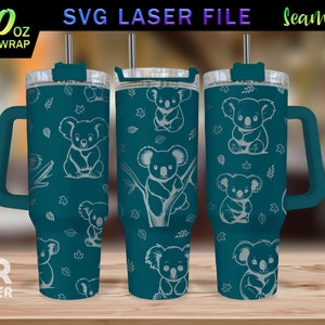 Koala Laser Engraved Full Wrap Design for 40oz Tumbler, Koala SVG Laser ...