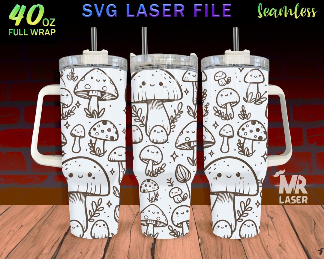 Mushroom Pattern Laser Engraved Full Wrap Design for 40oz Tumbler ...