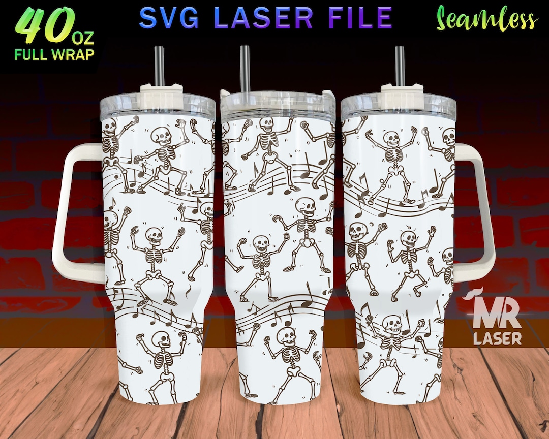 Dance Skeleton Laser Engraved Full Wrap Design for 40 Oz Tumbler, Skull ...