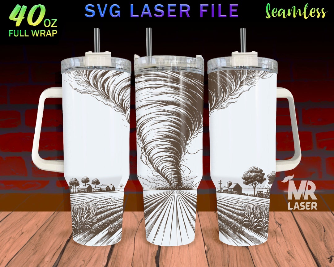Tornado Laser Engraved Full Wrap Design for 40 Oz Tumbler, Tornado ...