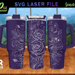 Rose Bouquet V2 Laser Engraved Full Wrap Design for 40 Oz Tumbler, Rose ...