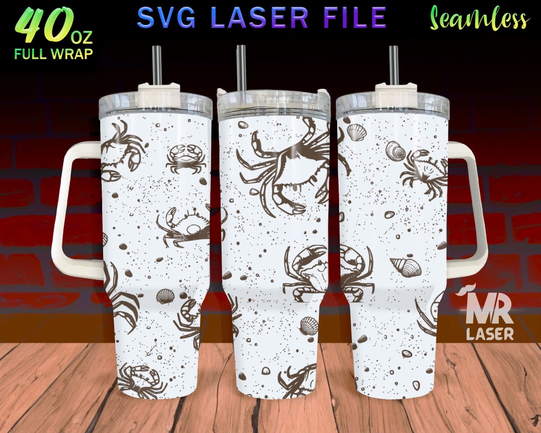 Crab Laser Engraved Full Wrap Design for 40oz Tumbler, Crab SVG Laser ...