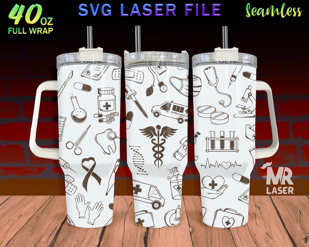 Nurse Laser Engraved Full Wrap Design for 40 Oz Tumbler, Nurse Doodle ...