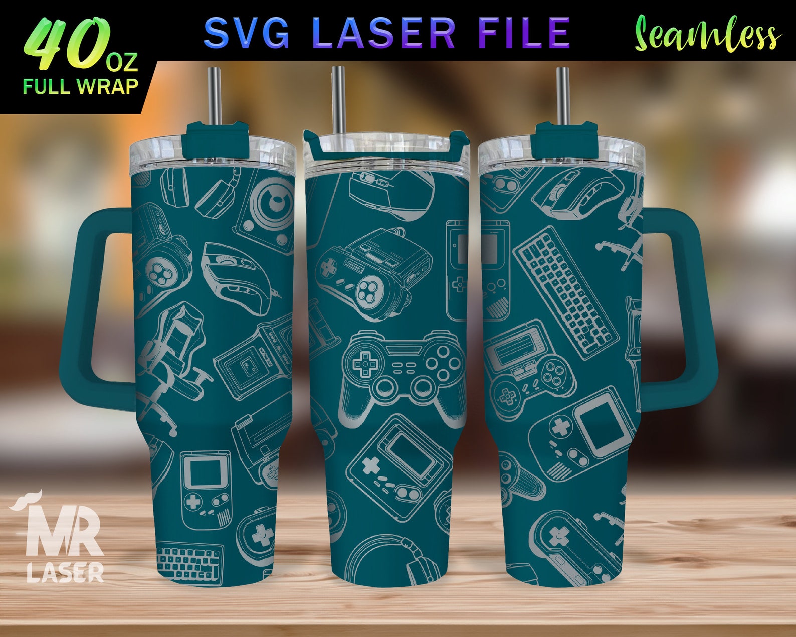 Game Laser Engraved Full Wrap Design for 40 Oz Tumbler, Gaming SVG ...