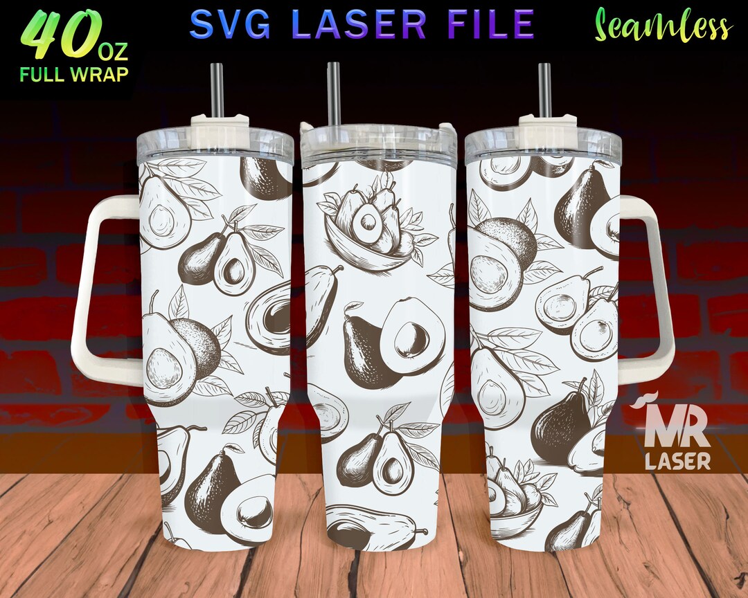 Avocado Laser Engraved Full Wrap Design for 40 Oz Tumbler, Fruit SVG ...