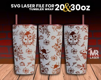 Ladybug Laser Engraved Full Wrap Design for 20 and 30 Tumbler, Ladybug ...