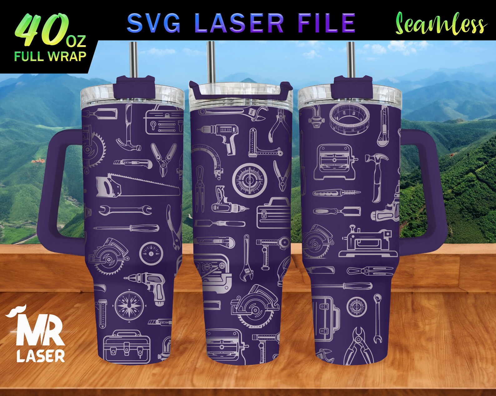 Carpenter Laser Engraved Full Wrap Design for 40 Oz Tumbler, Carpenter ...