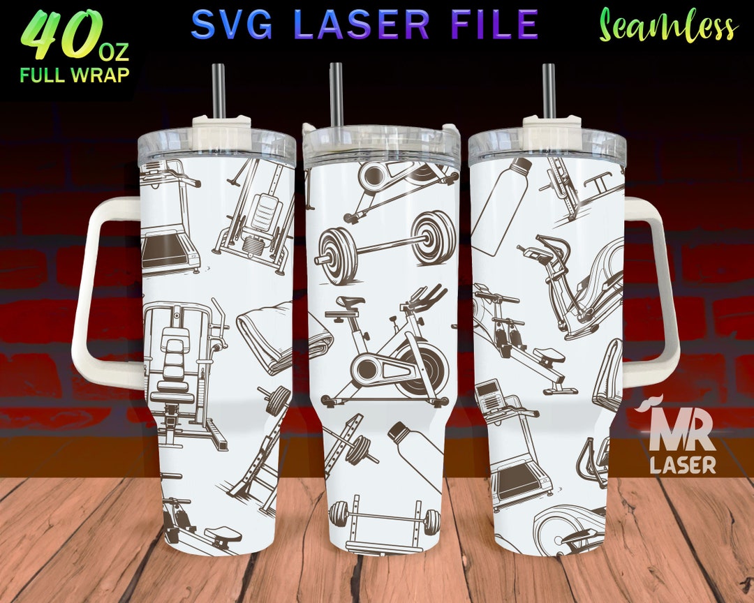 Gym Laser Engraved Full Wrap Design for 40 Oz Tumbler, Sport SVG Laser ...