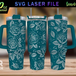 Rose Pattern Laser Engraved Full Wrap Design for 40 Oz Tumbler, Rose ...