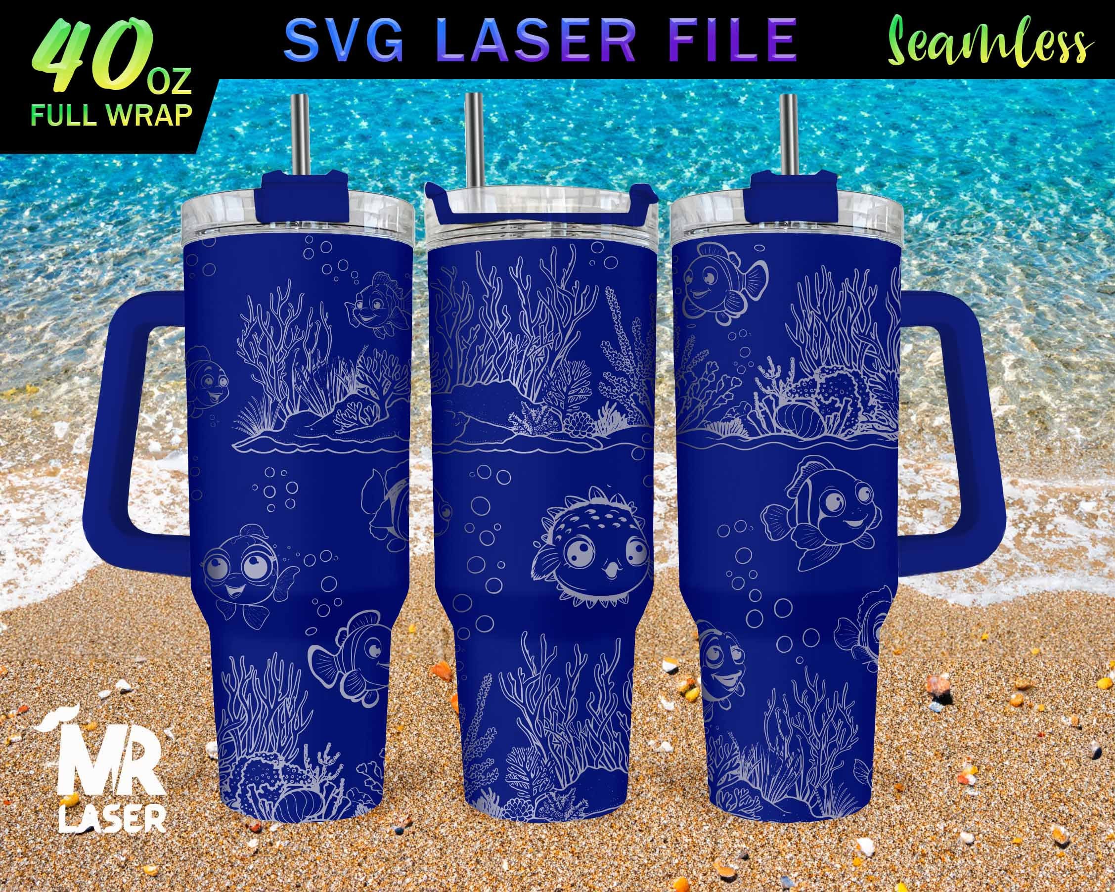 Coral Reef Leaves Laser Engraved Full Wrap Design for 40oz Tumbler ...