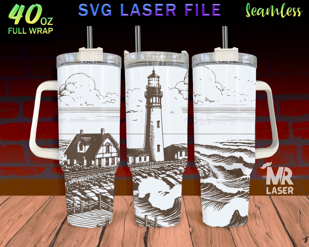 Lighthouse Laser Engraved Full Wrap Design for 40 Oz Tumbler ...