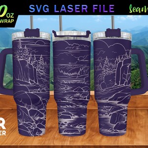 River Laser Engraved Full Wrap Design for 40oz Tumbler, Riverside SVG ...