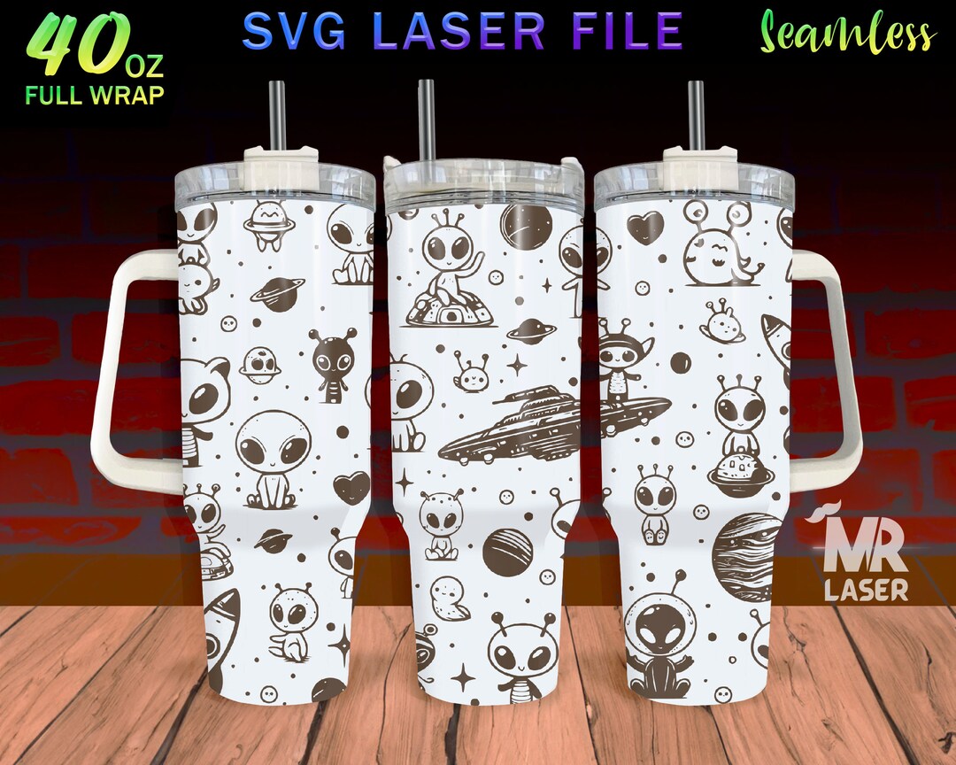 Alien Laser Engraved Full Wrap Design for 40 Oz Tumbler, Tumbler Wrap ...