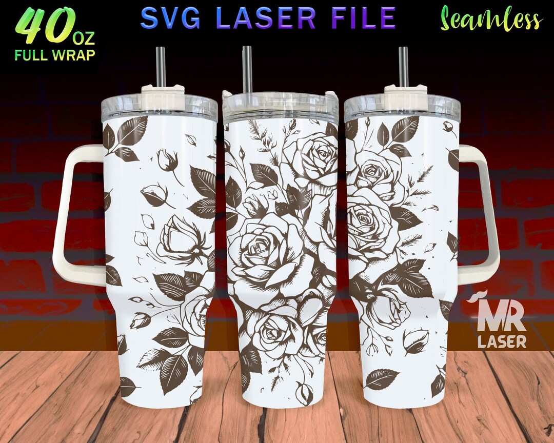 Rose Bouquet Laser Engraved Full Wrap Design for 40 Oz Tumbler, Rose ...