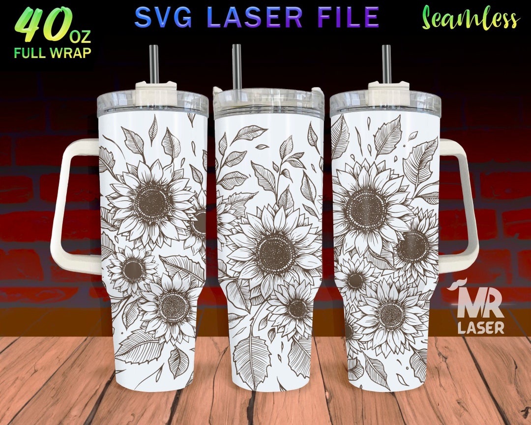Sunflower V3 Laser Engraved Full Wrap Design for 40 Oz Tumbler, Tumbler ...