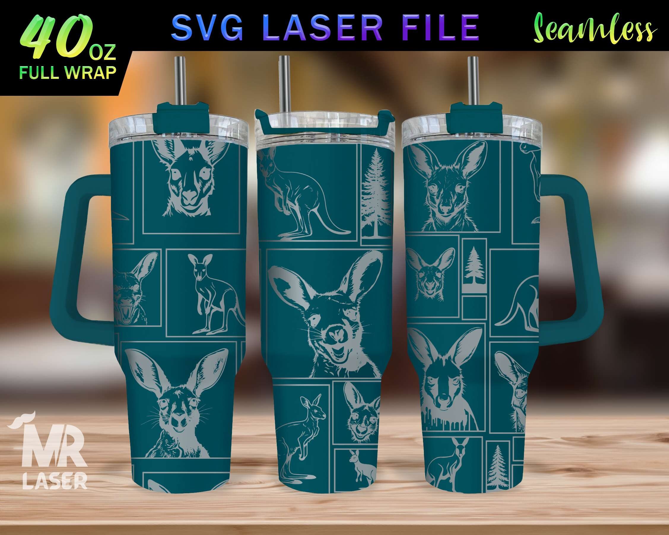 Kangaroo Laser Engraved Full Wrap Design for 40oz Tumbler - Etsy