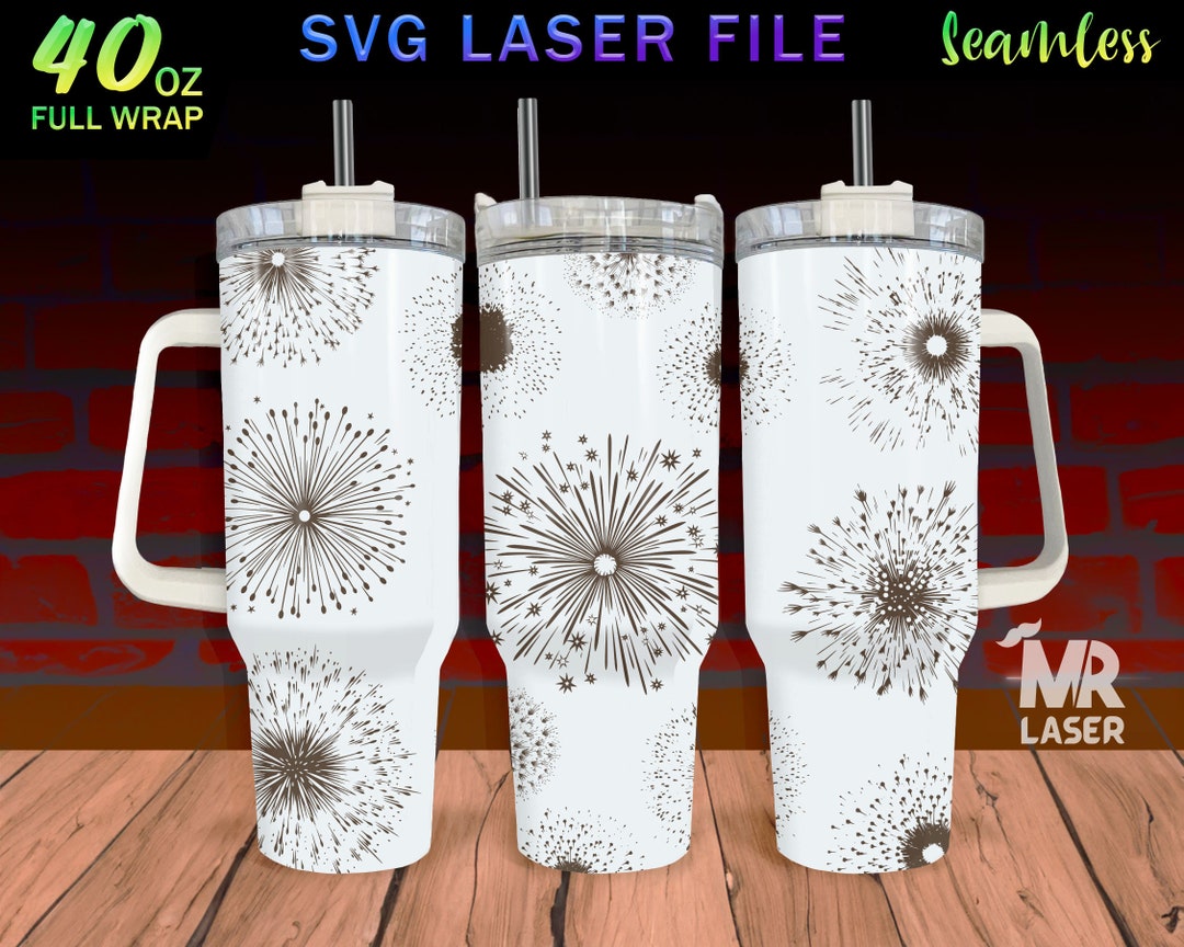 Firework Laser Engraved Full Wrap Design for 40oz Tumbler, Firework SVG ...