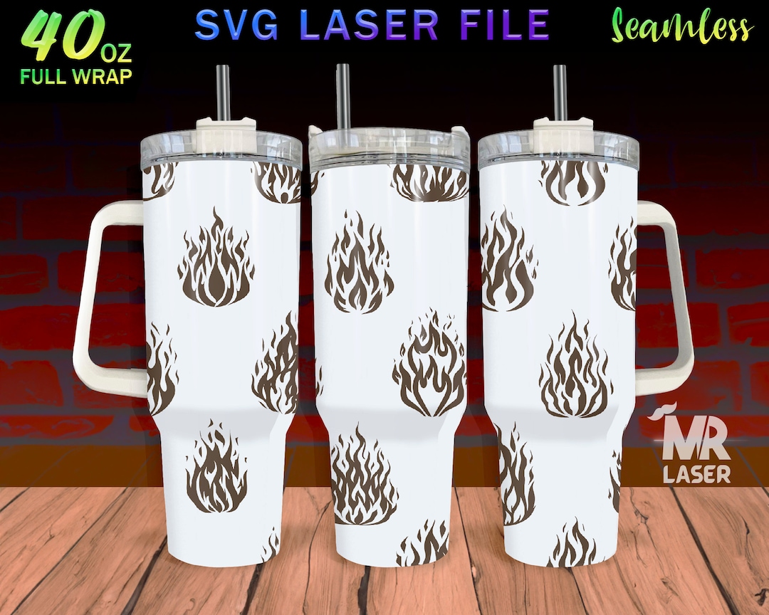 Fire Flames Laser Engraved Full Wrap Design for 40 Oz Tumbler, Fire ...