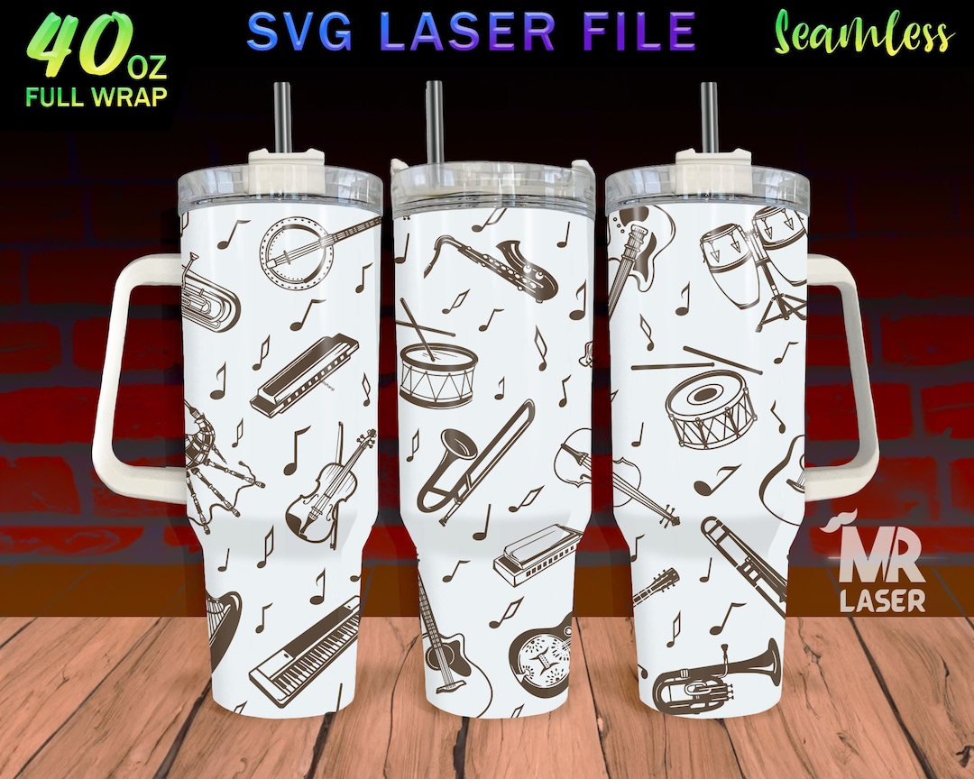 Music Laser Engraved Full Wrap Design for 40 Oz Tumbler, Music Doodle ...
