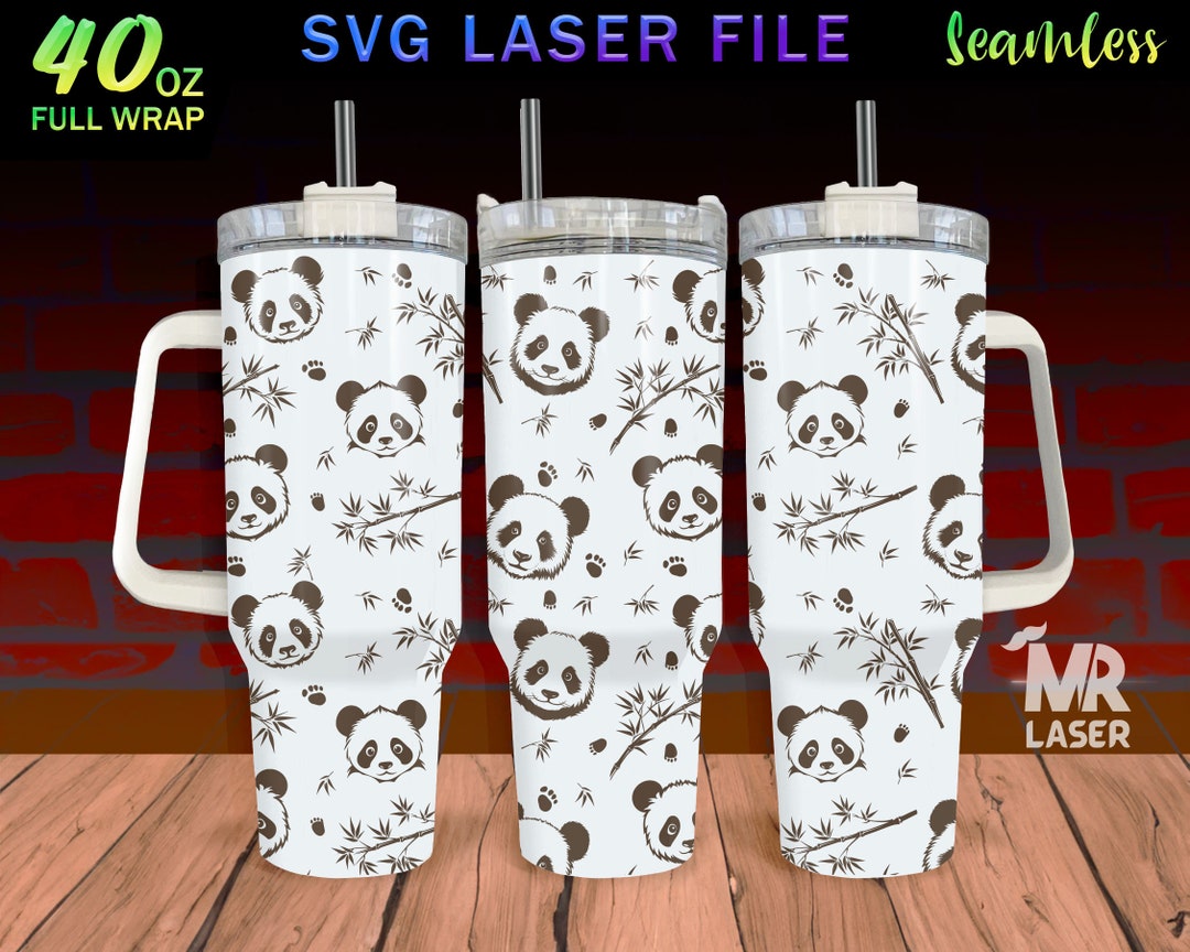 Panda Laser Engraved Full Wrap Design for 40oz Tumbler, Panda SVG Laser ...