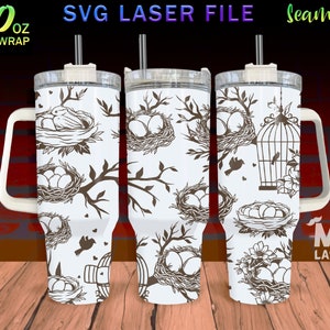 Bird Nest Laser Engraved Full Wrap Design for 40oz Tumbler, Bird Nest ...