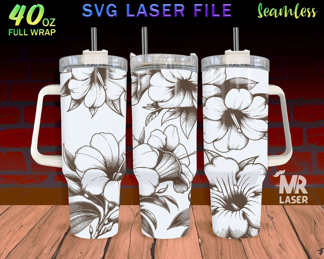 Allamanda Flower Laser Engraved Full Wrap Design for 40 Oz Tumbler ...