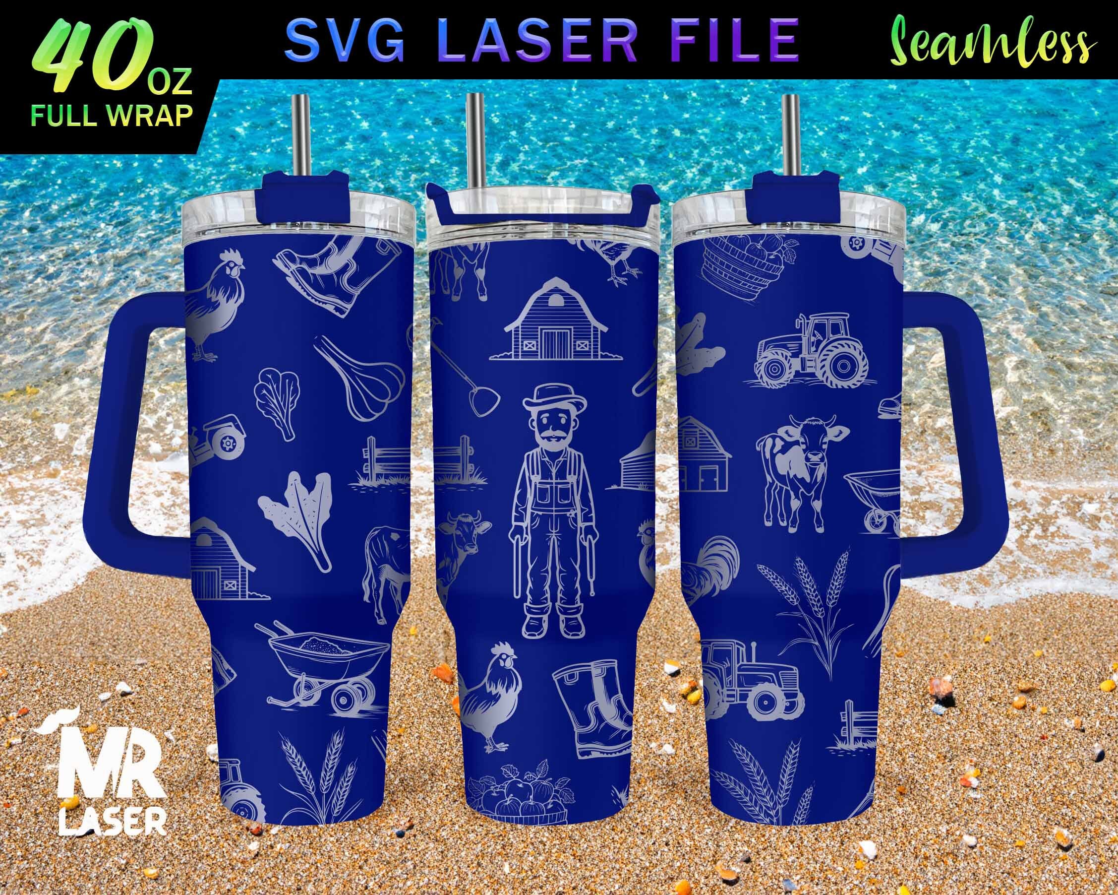 Farmer Laser Engraved Full Wrap Design for 40 Oz Tumbler, Farmer Doodle ...