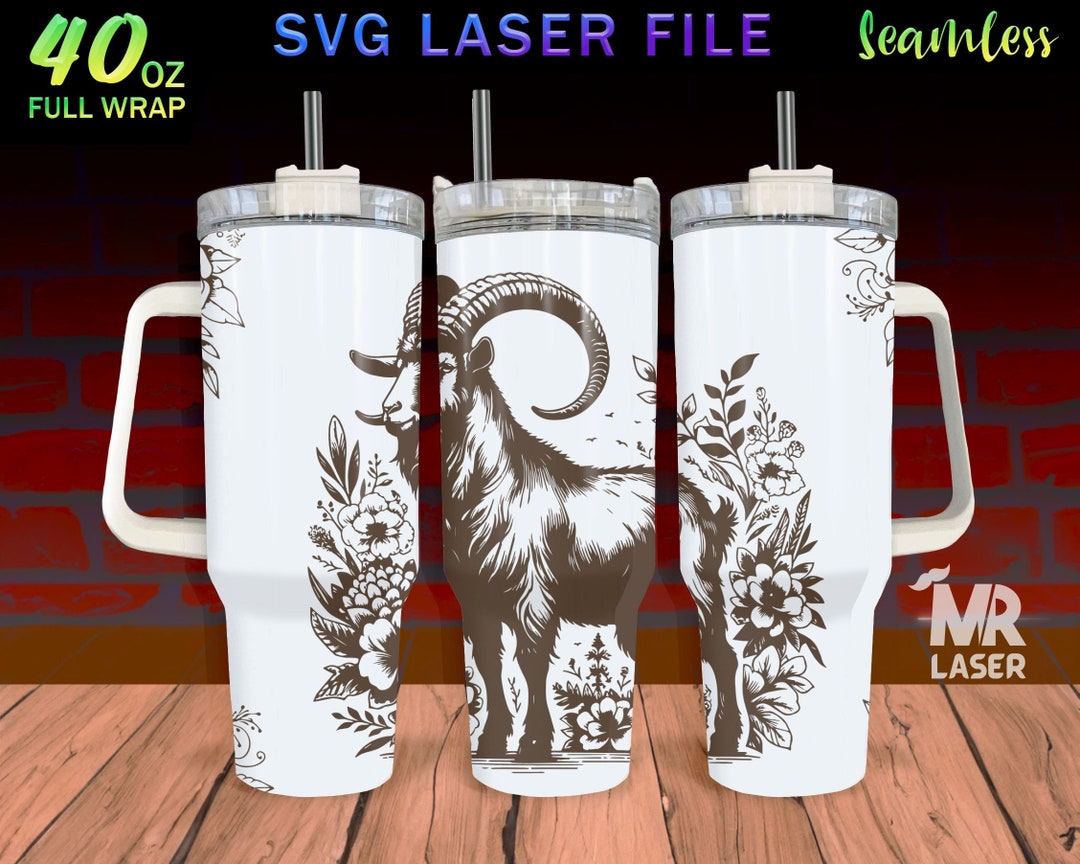 Goat Laser Engraved Full Wrap Design for 40 Oz Tumbler, Tumbler Wrap ...