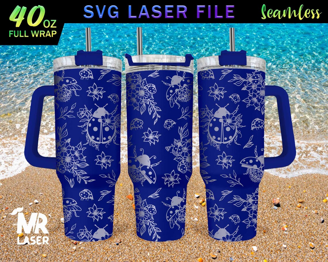 Flower Ladybug Laser Engraved Full Wrap Design for 40 Oz Tumbler ...