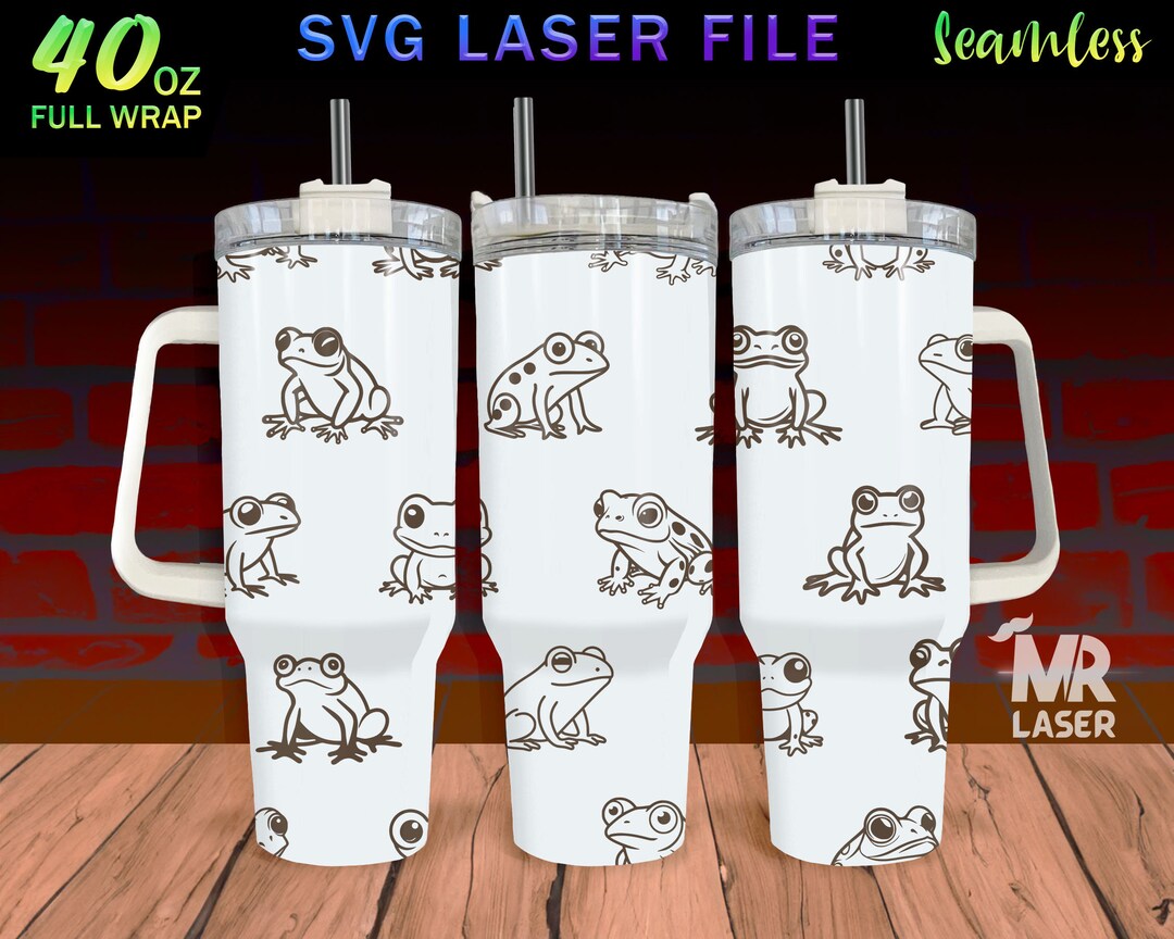 Cute Frog Laser Engraved Full Wrap Design for 40 Oz Tumbler, Tumbler ...