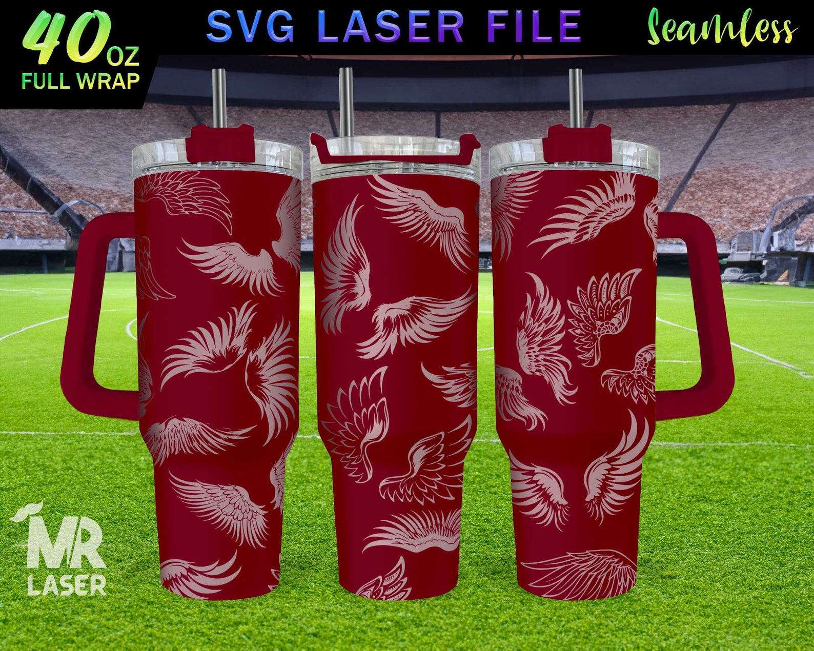 Wings Laser Engraved Full Wrap Design for 40oz Tumbler Wings - Etsy