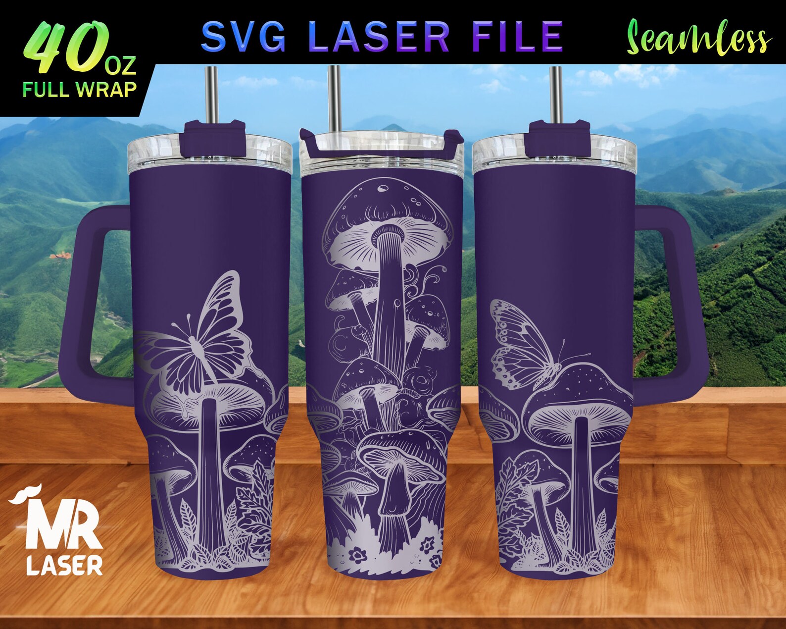 Mushroom Laser Engraved Full Wrap Design for 40oz Tumbler, Mushroom SVG ...