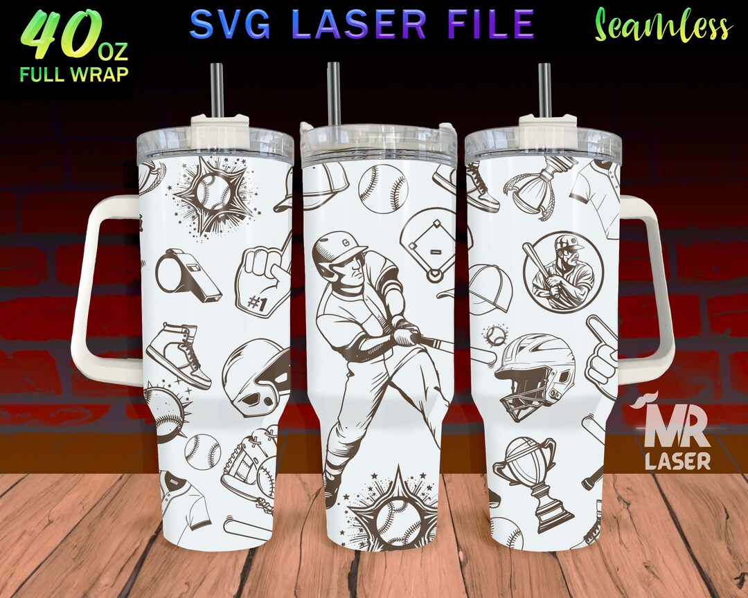 Baseball Laser Engraved Full Wrap Design for 40 Oz Tumbler, Baseball ...