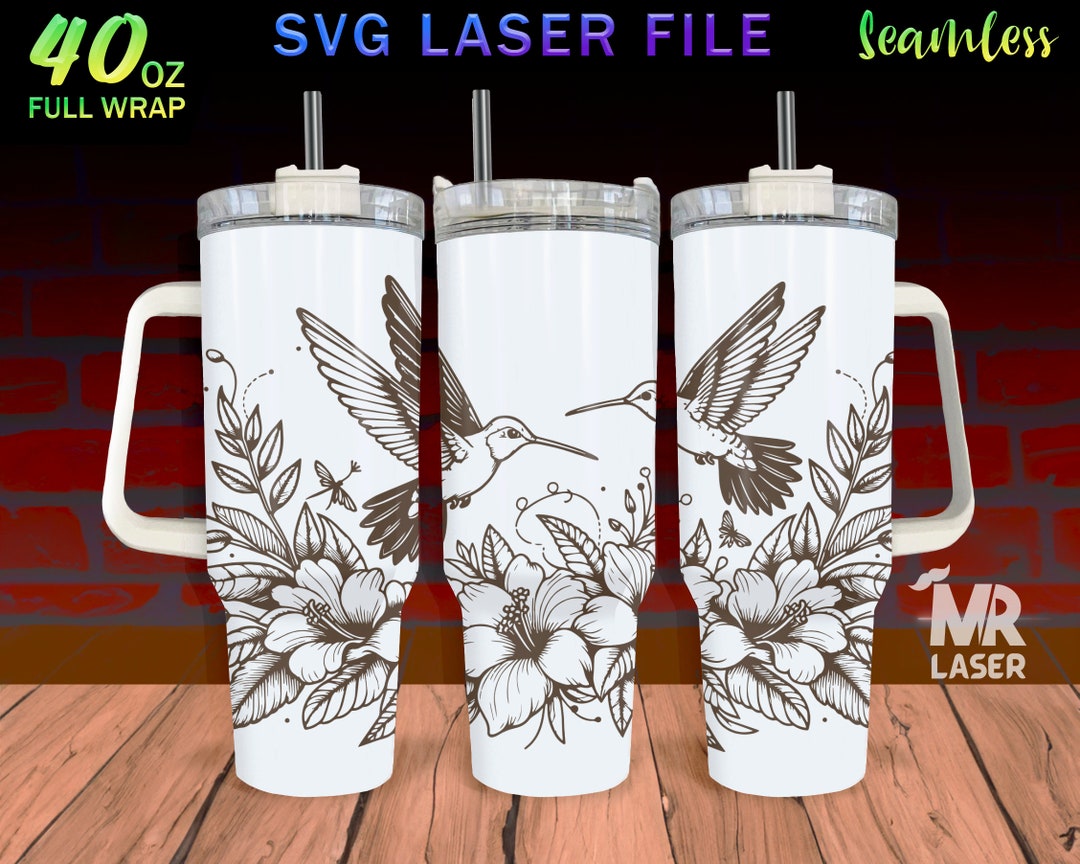 Hummingbird V3 Laser Engraved Full Wrap Design for 40oz Tumbler, Bird ...