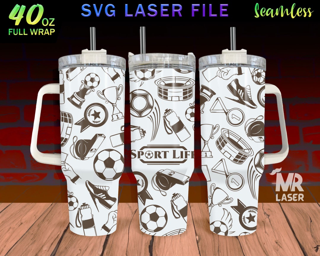 Soccer Laser Engraved Full Wrap Design for 40 Oz Tumbler, Soccer Doodle ...