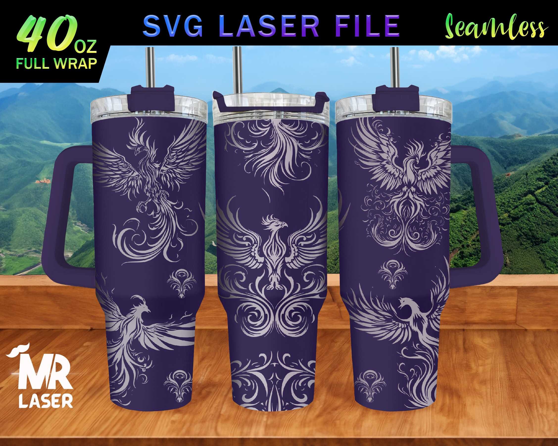 Phoenix Laser Engraved Full Wrap Design for 40oz Tumbler, Phoenix SVG ...