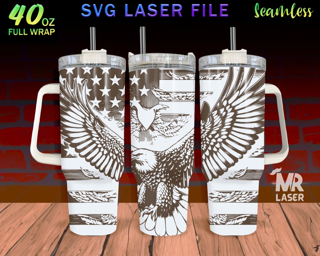 American Eagle Laser Engraved Full Wrap Design for 40oz Tumbler, Eagle ...