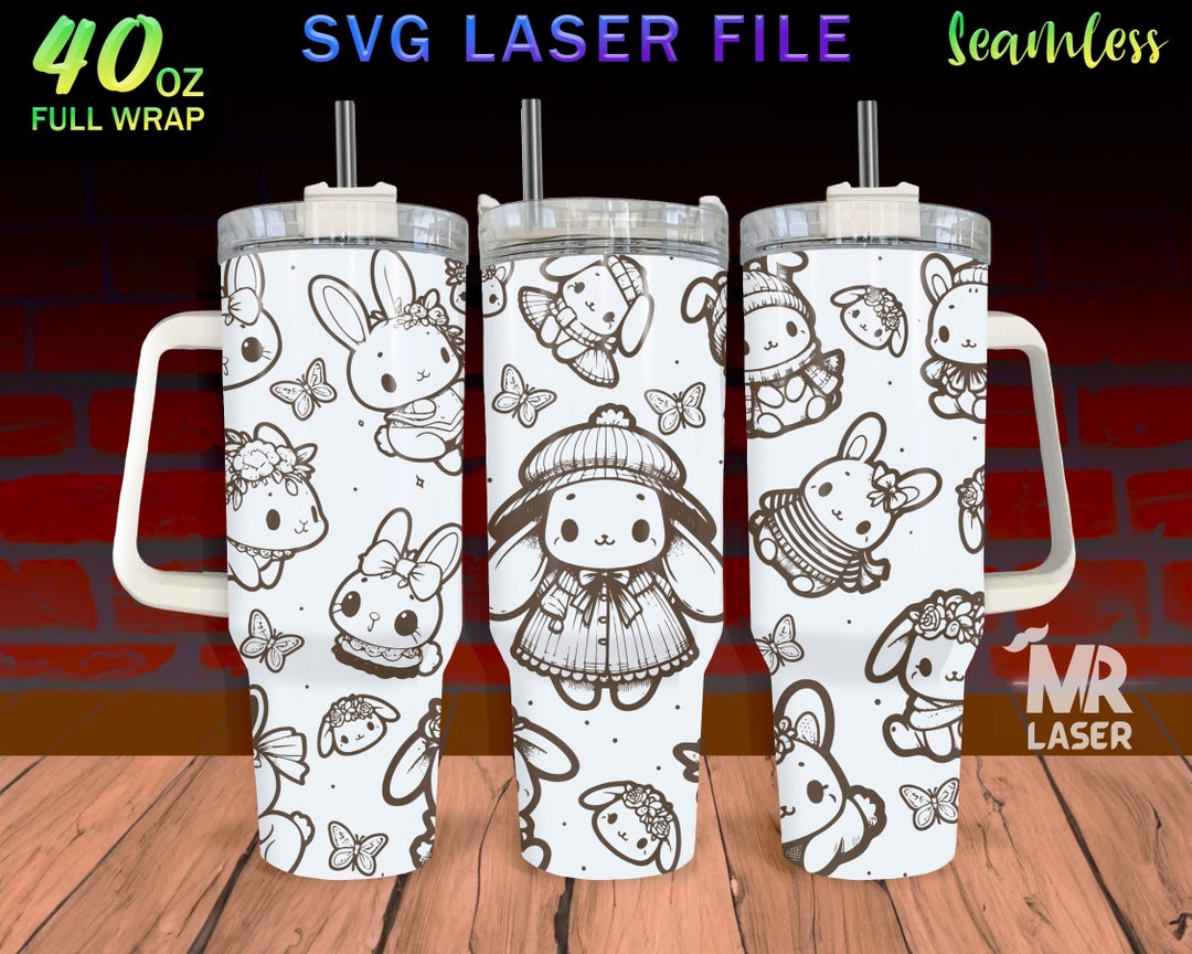 Kawaaii Bunny Laser Engraved Full Wrap Design for 40 Oz Tumbler ...