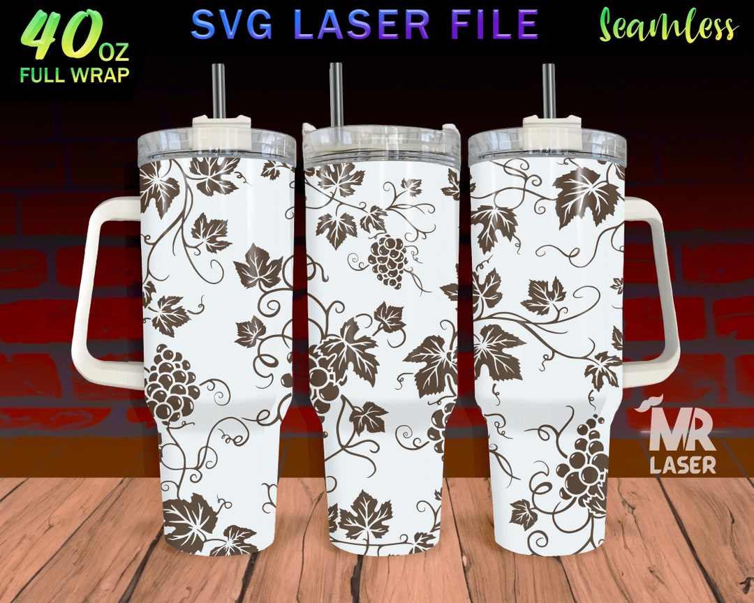 Grape Vine Laser Engraved Full Wrap Design for 40oz Tumbler, Grape Vine ...