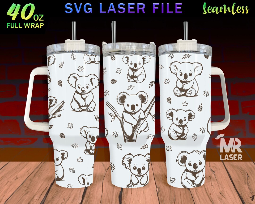 Koala Laser Engraved Full Wrap Design for 40oz Tumbler, Koala SVG Laser ...