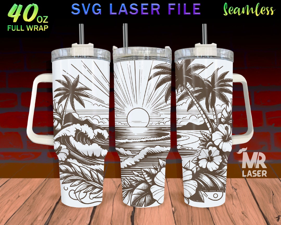 Hawaiian Tumbler Wrap SVG: Laser Engraved Design for 40oz Tumbler ...