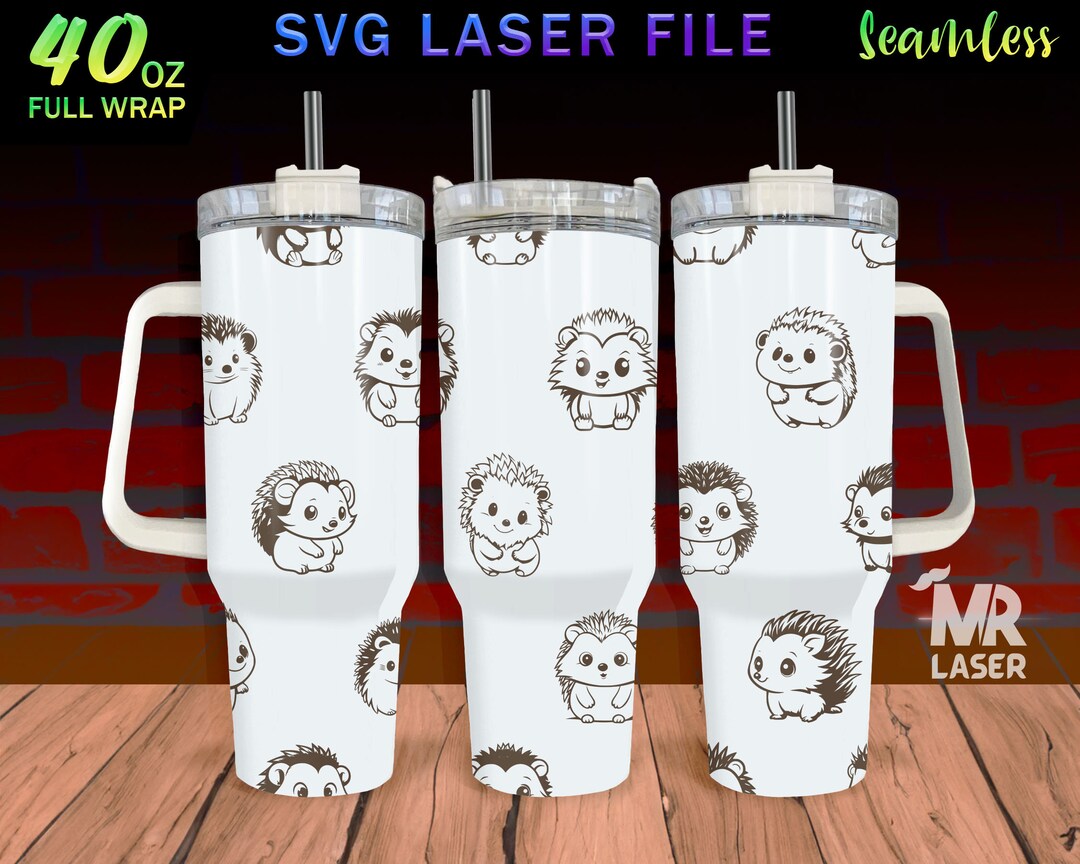 Cute Hedgehog Laser Engraved Full Wrap Design for 40oz Tumbler, Cute ...
