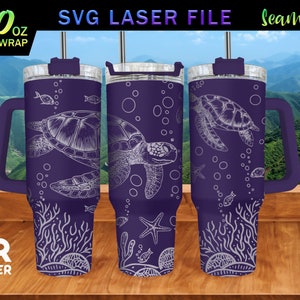 Turtle V3 Laser Engraved Full Wrap Design for 40oz Tumbler, Turtle SVG ...