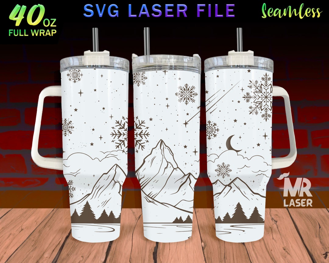 Mountain Laser Engraved Full Wrap Design for 40oz Tumbler, Mountain SVG ...