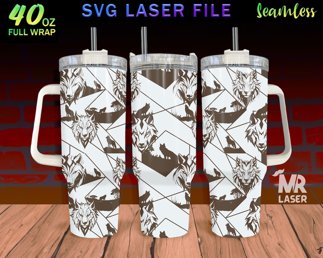 Wolf Laser Engraved Full Wrap Design for 40oz Tumbler, Wolf SVG Laser ...