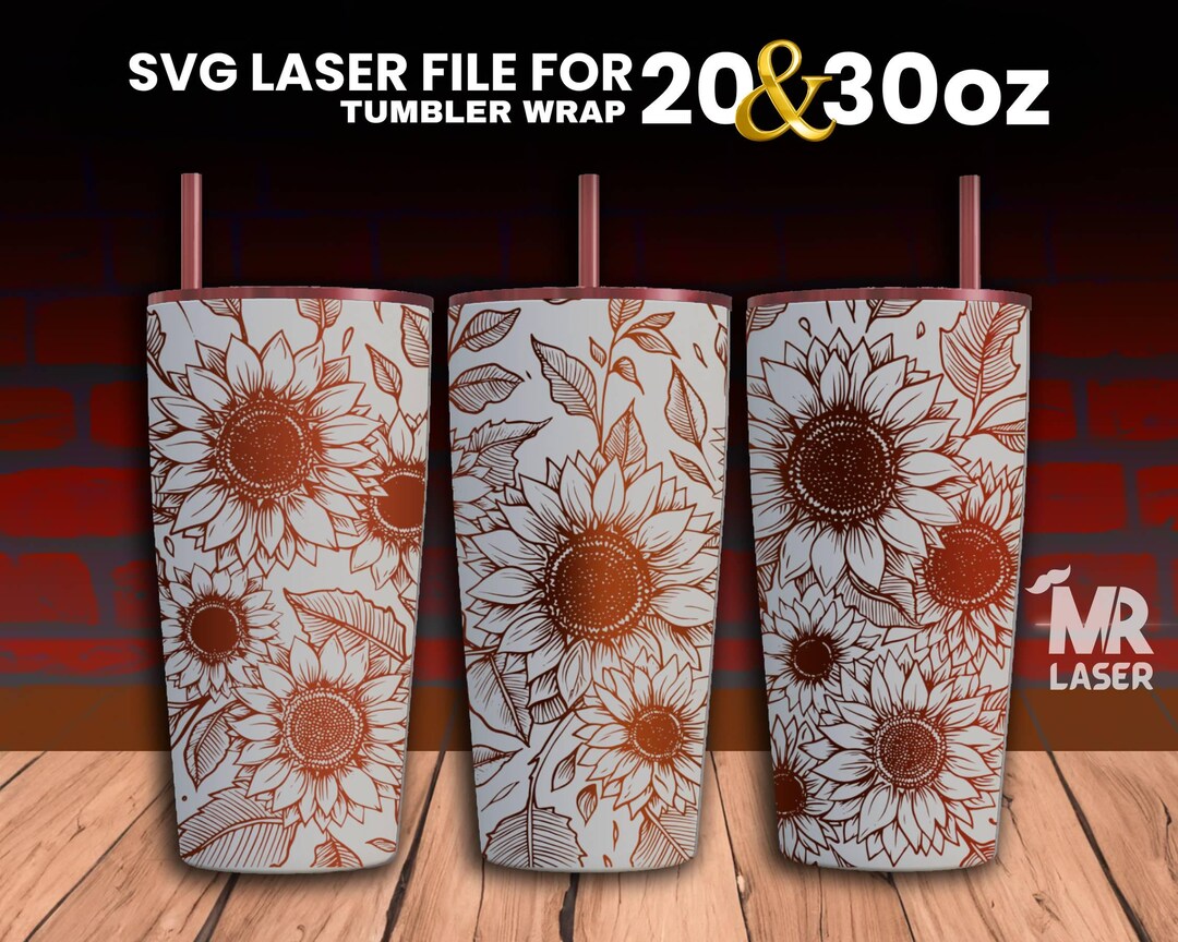 Sunflower V3 Laser Engraved Full Wrap Design for 30 and 20 Oz Tumbler ...