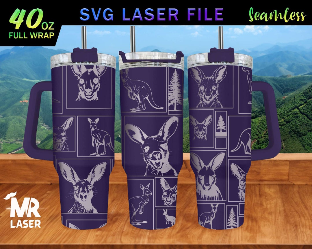 Kangaroo Laser Engraved Full Wrap Design for 40oz Tumbler - Etsy