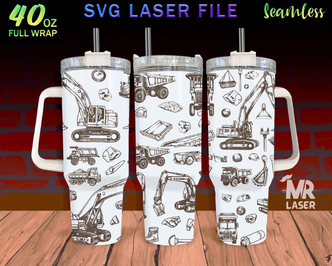 Excavator Tumbler Wrap: Laser Engraved Seamless Design (SVG File) - Etsy