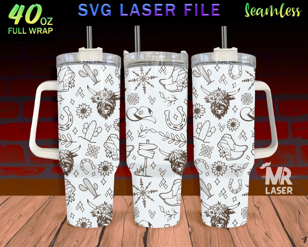 Highland Cow Laser Engraved Full Wrap Design for 40 Oz Tumbler ...