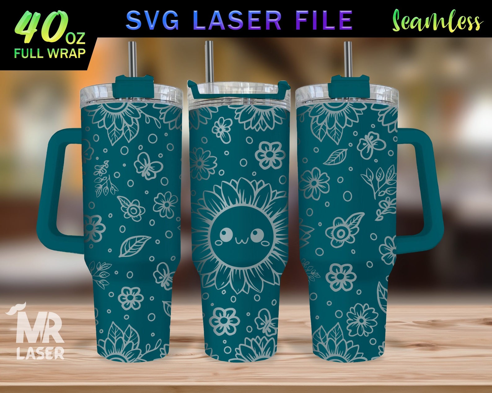 Cute Sun Laser Engraved Full Wrap Design for 40 Oz Tumbler, Sun Doodle ...